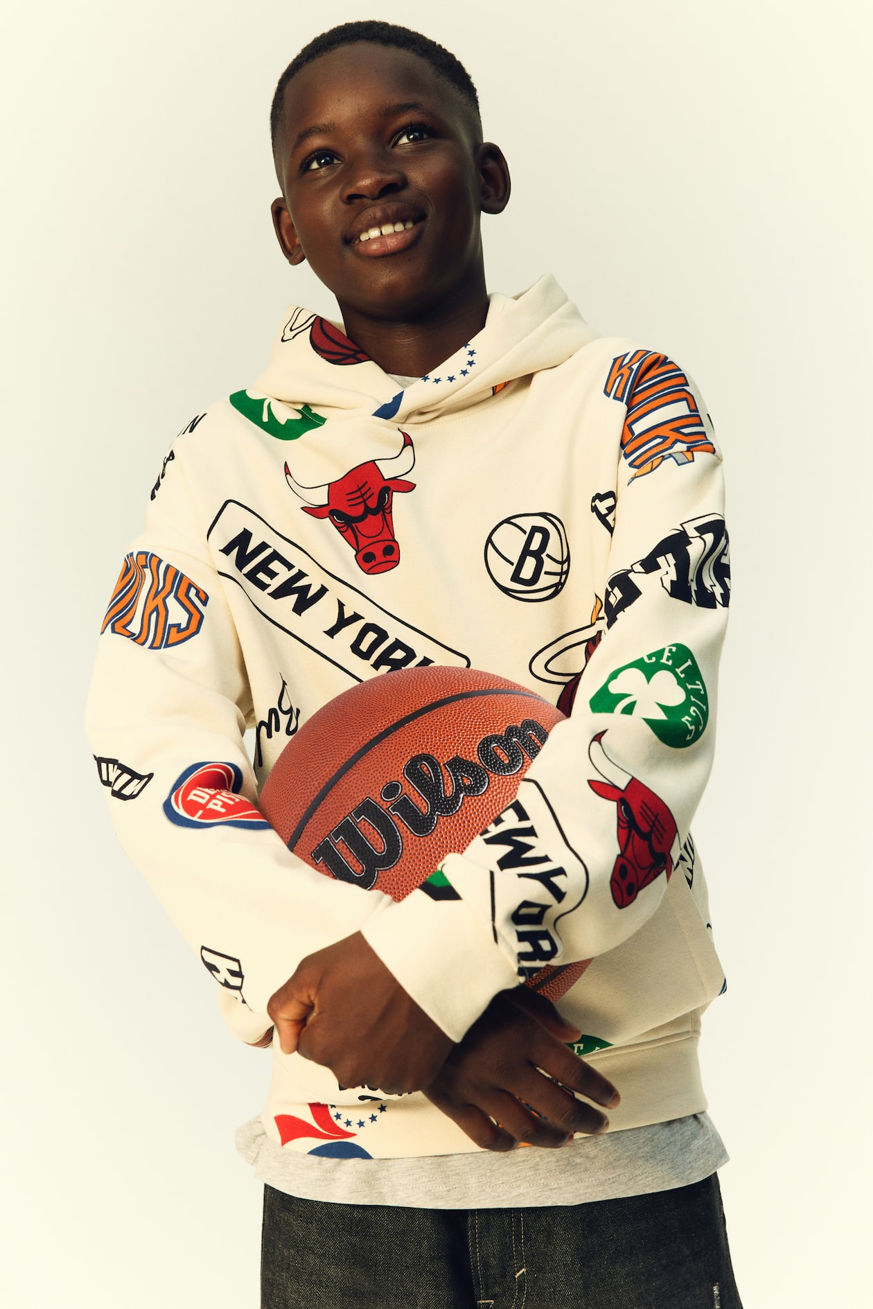 Printed Hoodie - Light beige/NBA - Kids | H&M US