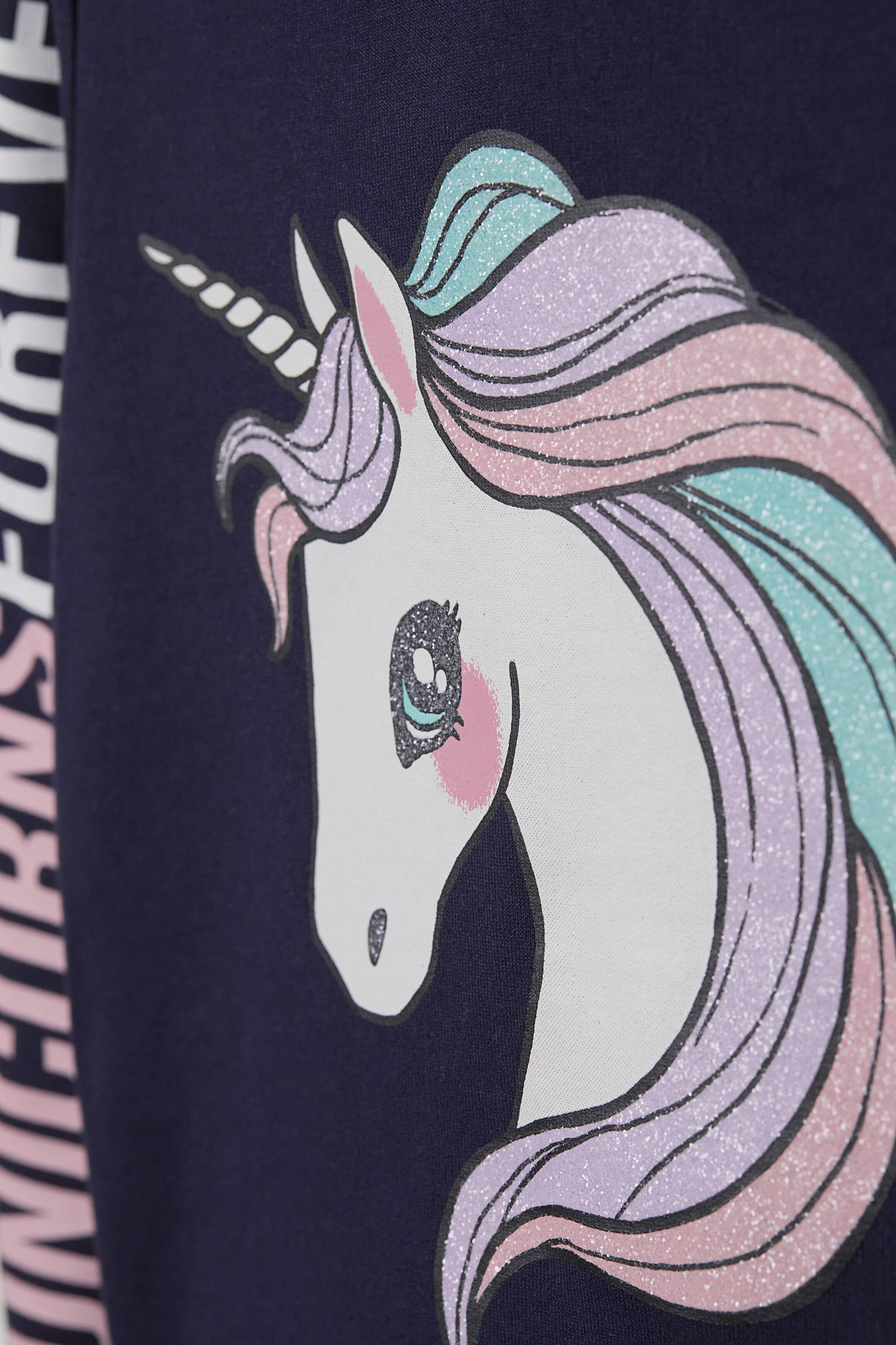 Camisola com capuz e estampado - Mangas compridas - Azul escuro ...