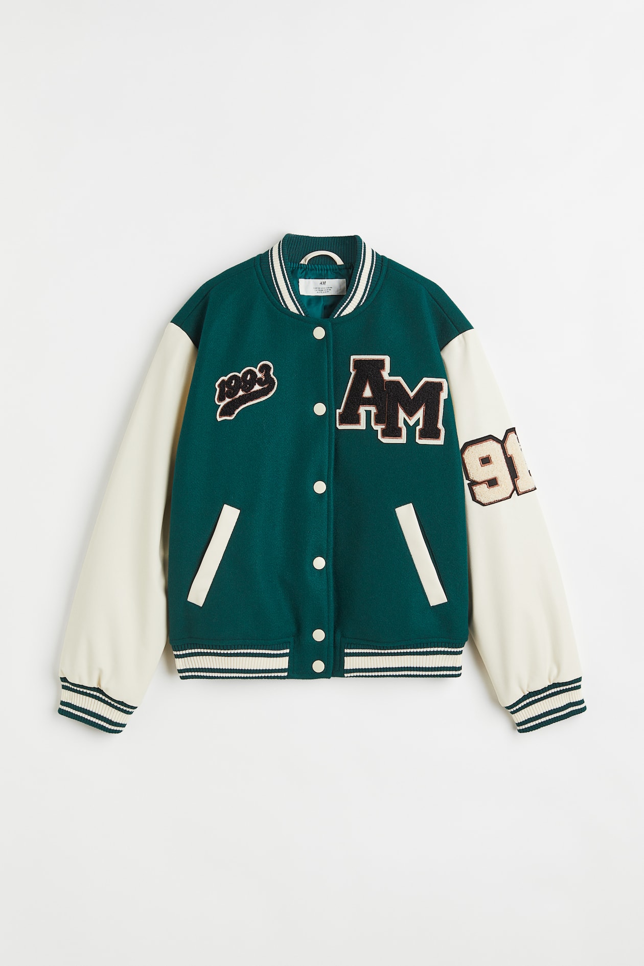 Baseballjacke - Langarm - Normale Länge - Dunkelgrün/Blockfarben - Kids | H&M AT