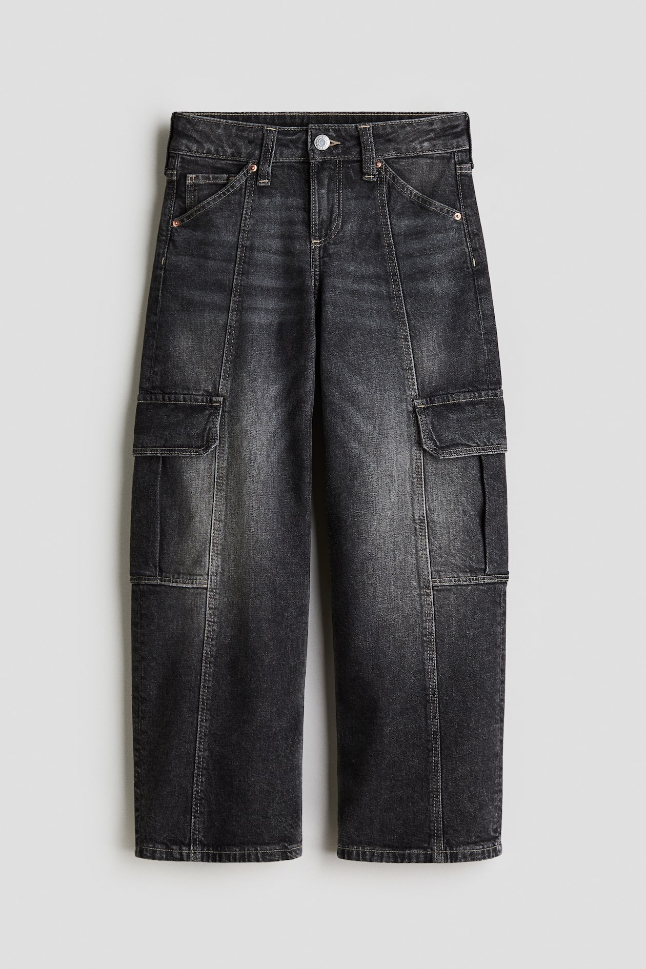 Wide Leg Cargo Jeans - Dark denim grey - Kids | H&M IE