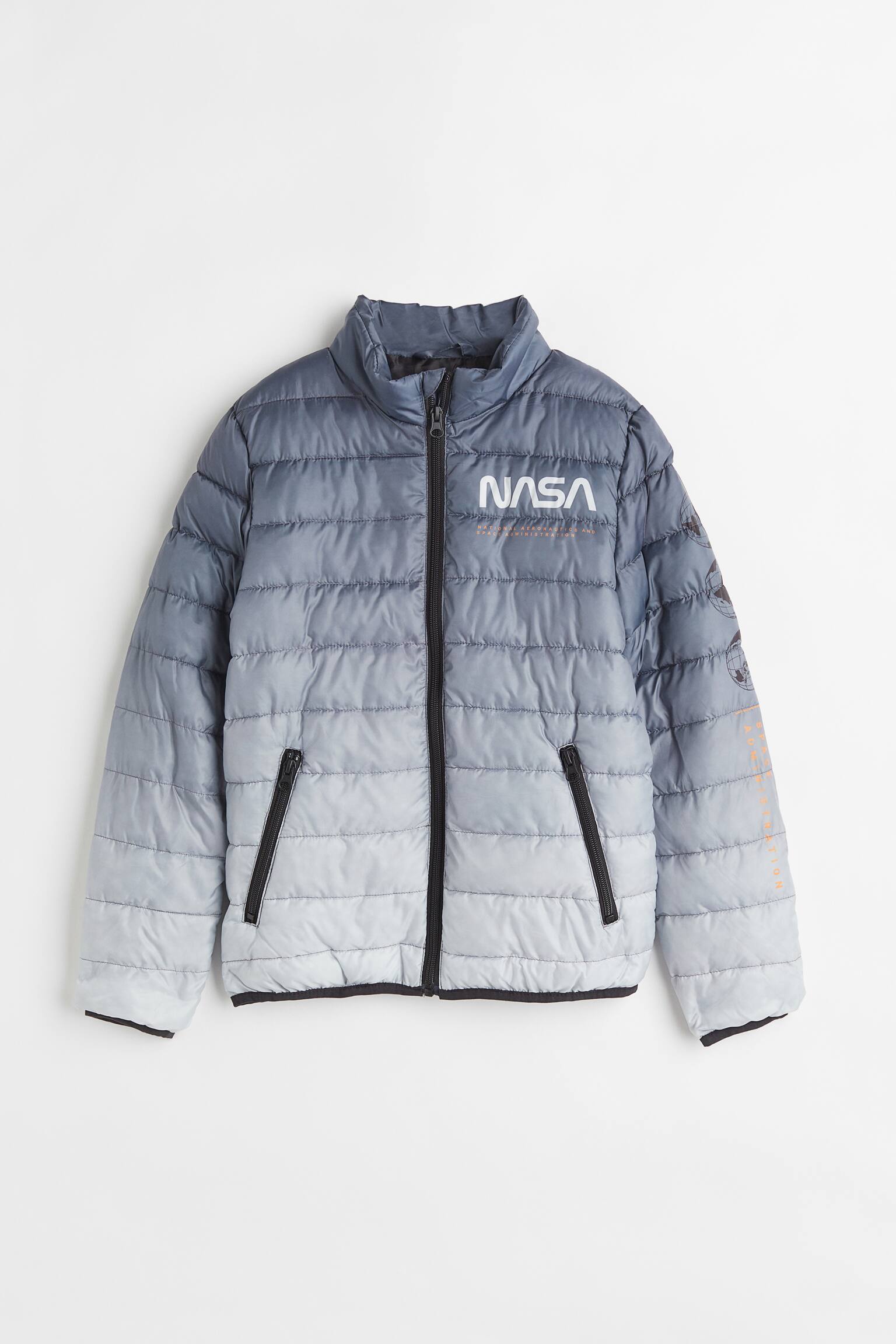 Lightweight puffer jacket - Light grey/NASA - Kids | H&M