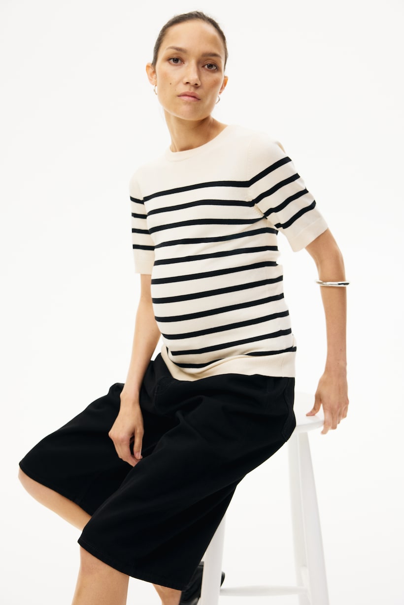 MAMA Top en tejido fino - Crema/Franjas - Ladies | H&M MX