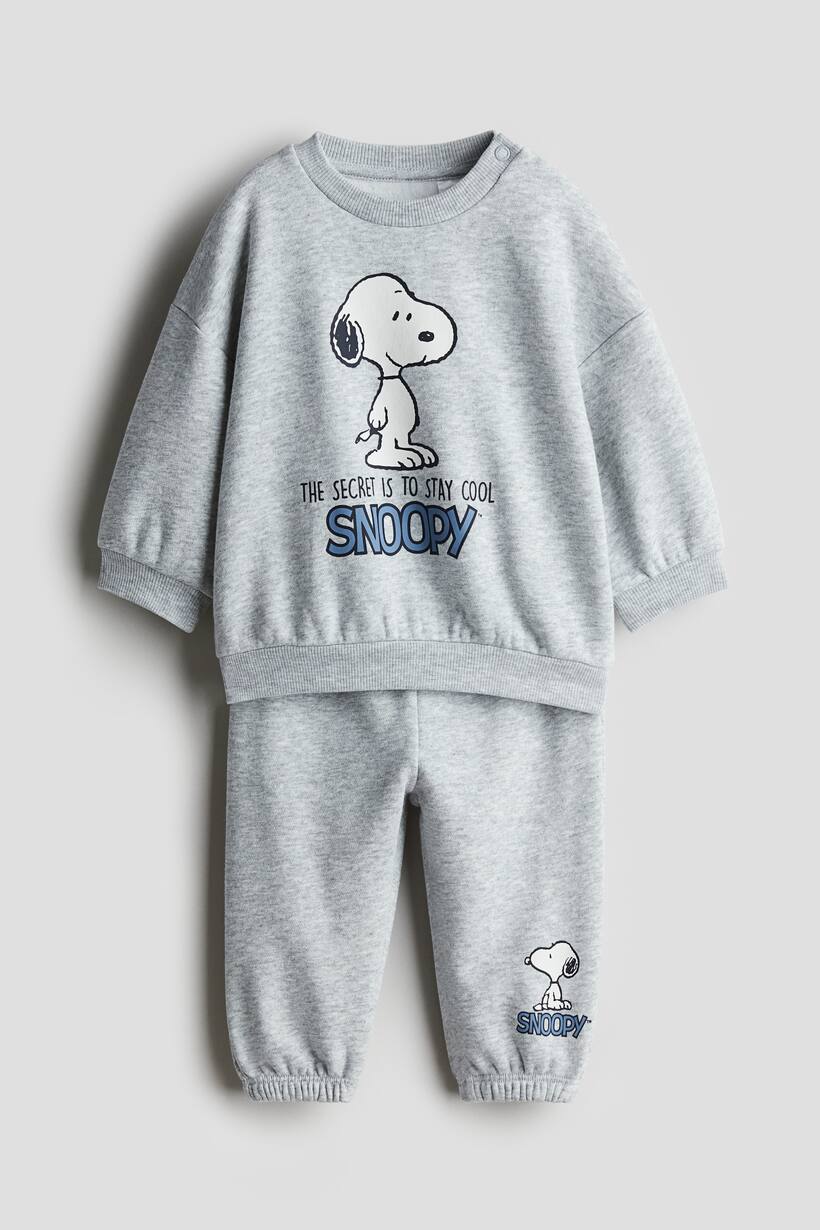 Light gray/Snoopy 2-piece Set with Motif for kids | H&M US