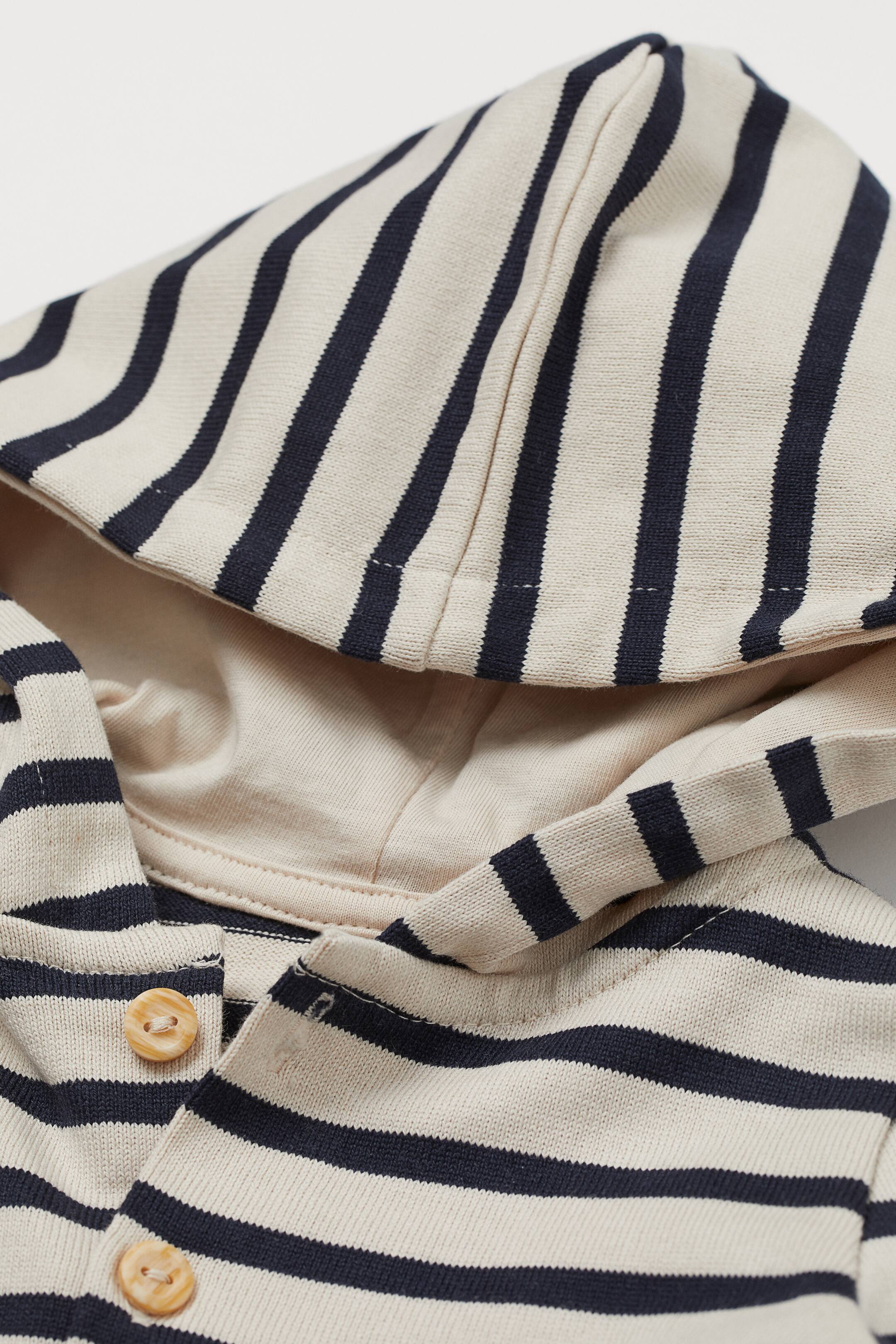 Cardigan med hætte - Langærmet - Lys beige/Stribet - BØRN | H&M DK