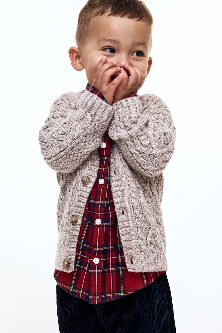 Light beige Cable-Knit Cardigan for kids | H&M US