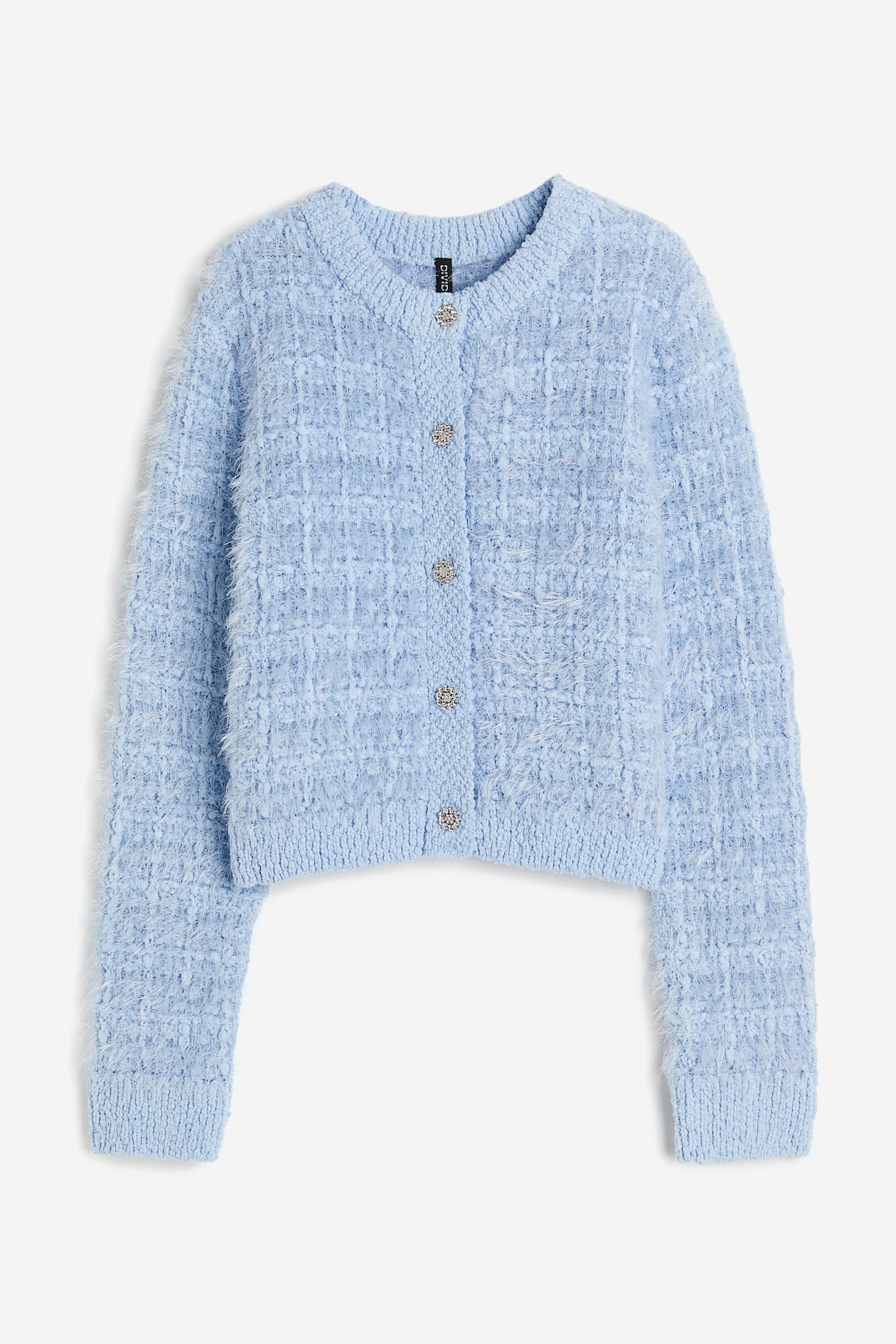 Fluffy bouclé-knit cardigan - Light blue - Ladies | H&M GB