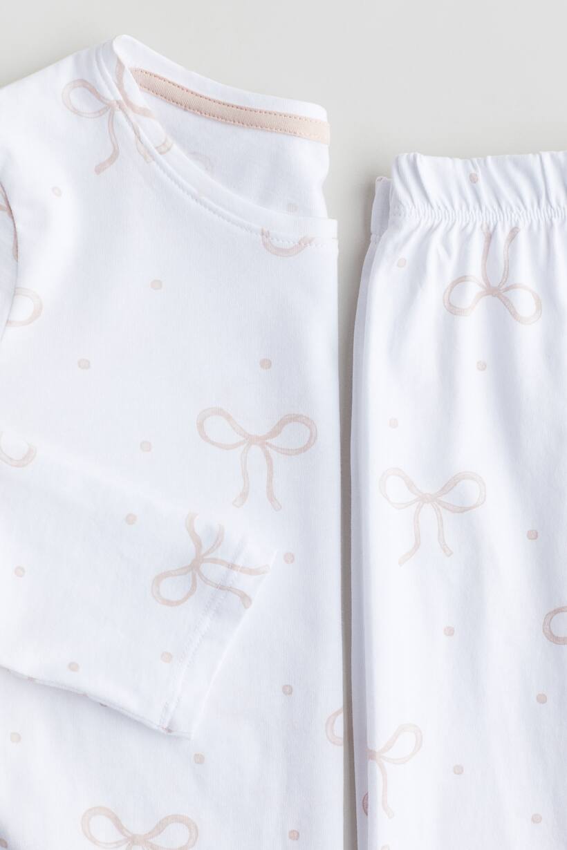 Pyjamas i bomullstrikot - Hvit/Sløyfer - Kids | H&M NO