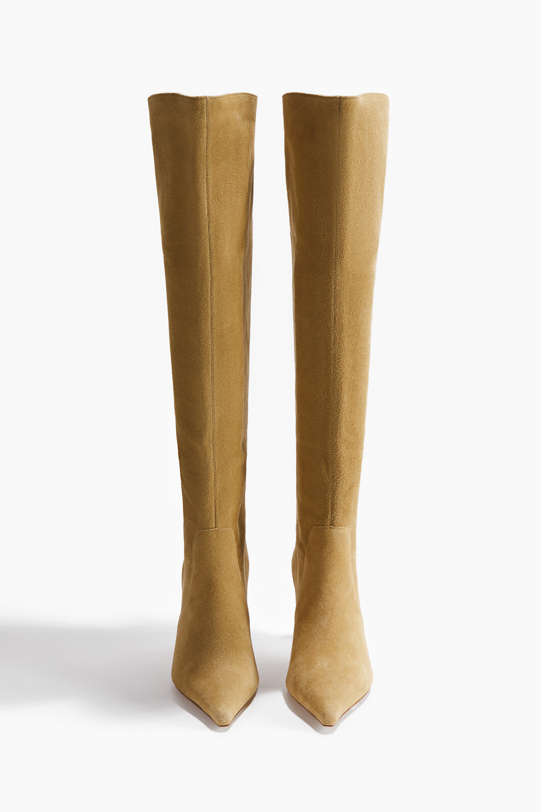 Women's Beige Knee-high split suede boots | H&M SG