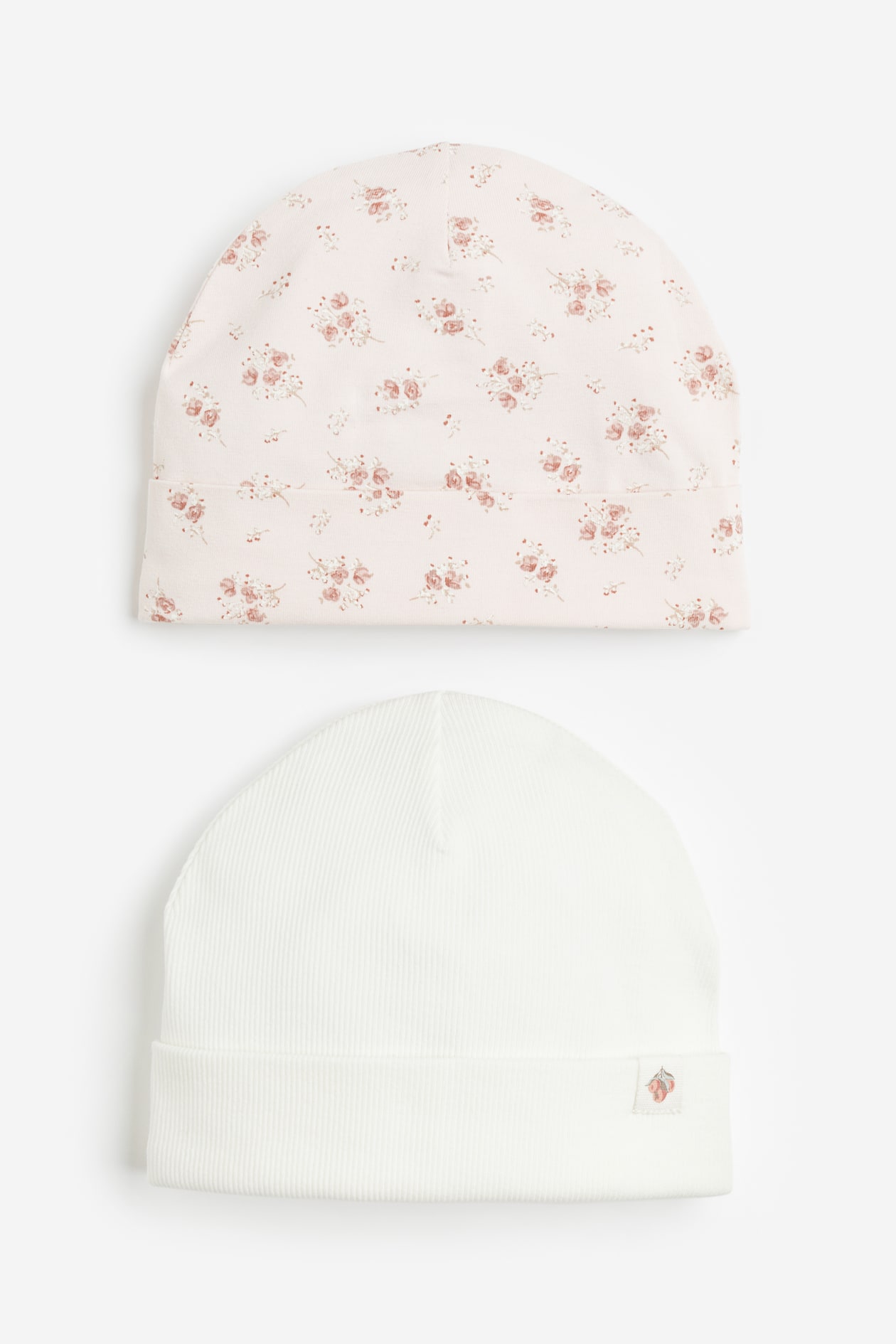 2-pack cotton beanies - Light pink/Floral - Kids | H&M GB