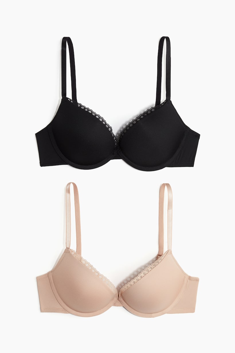 2-pack Sostenes de microfibra Super Push-Up - Negro/Beige - Ladies | H&M MX