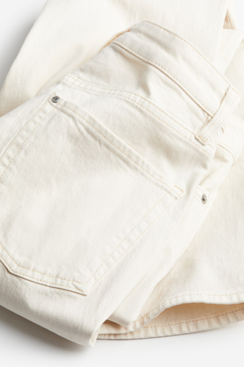 High Rise Slim Straight Leg Jeans - Cream - Ladies | H&M US