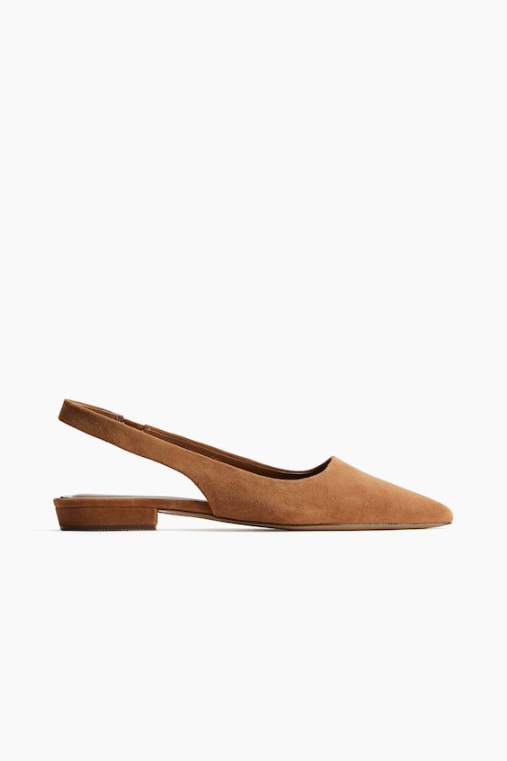 Pointed Suede Slingbacks - Brown - Ladies | H&M US