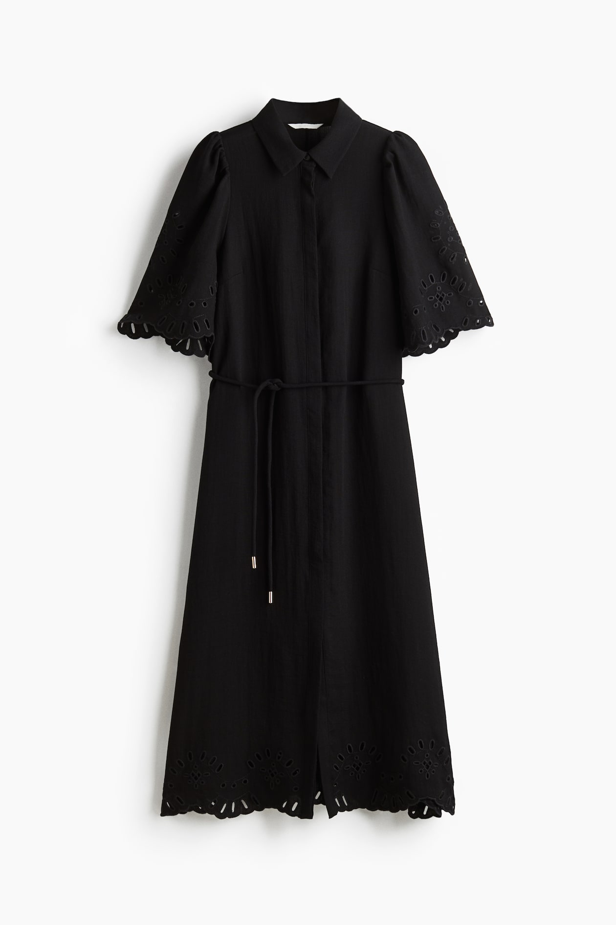 Robe chemise avec broderie anglaise - Noir - FEMME | H&M FR