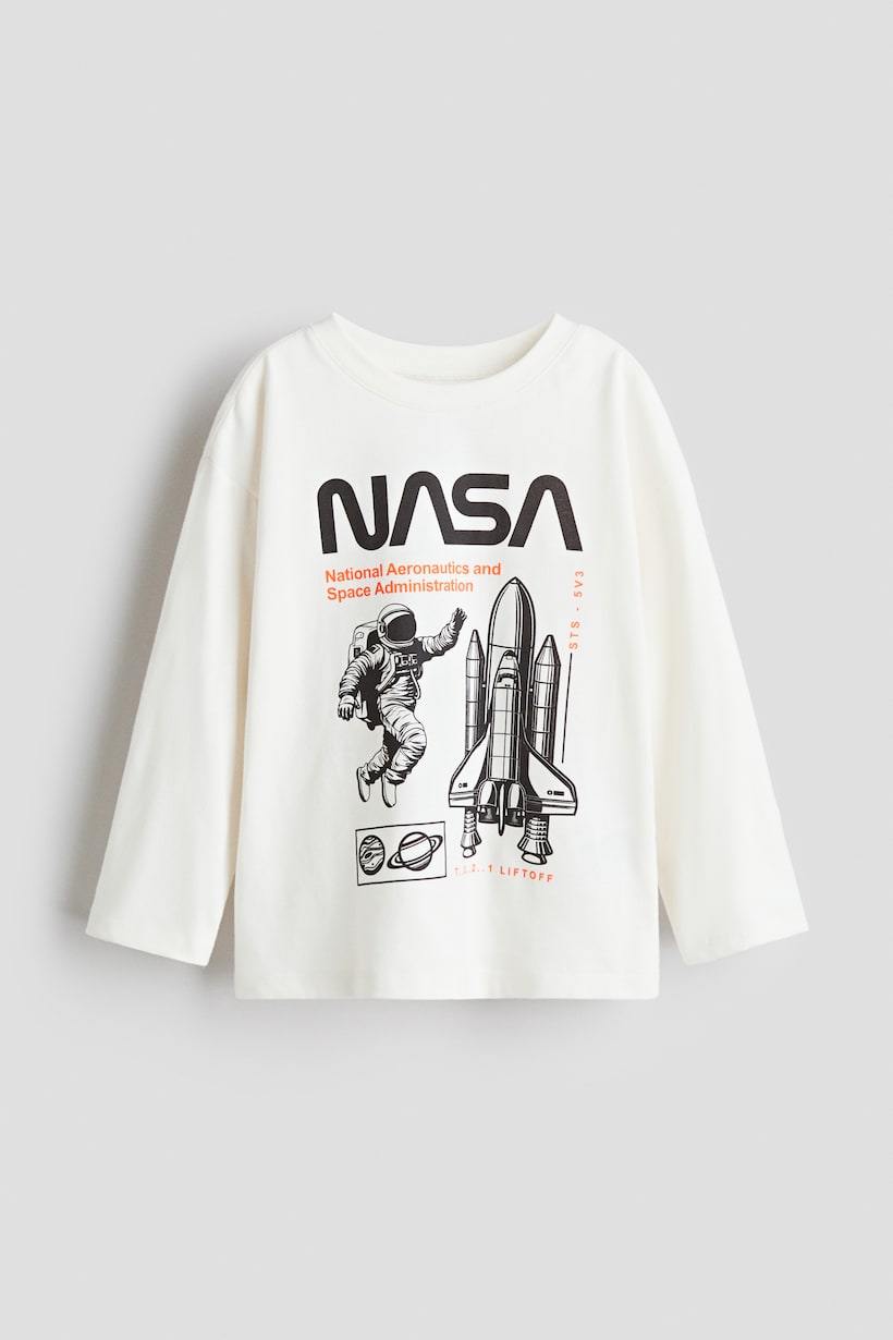 White/NASA Cotton T-Shirt with Motif for kids | H&M US
