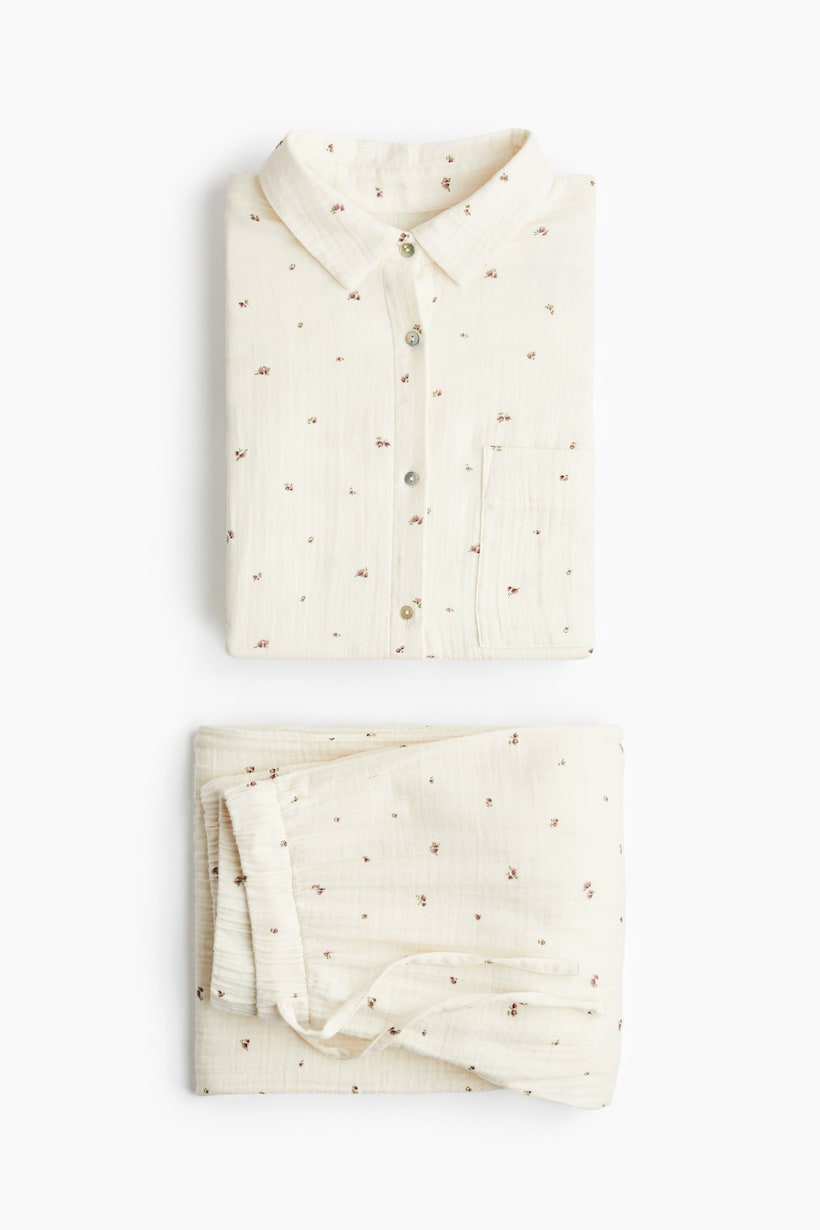 Cotton Muslin Pajamas - Cream/floral - Ladies | H&M US