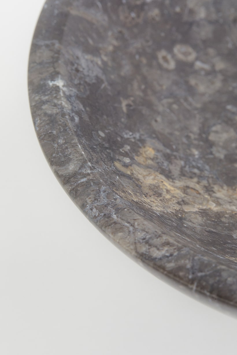 Grey/Marble-patterned Large marble pedestal bowl at H&M Home | H&M GB