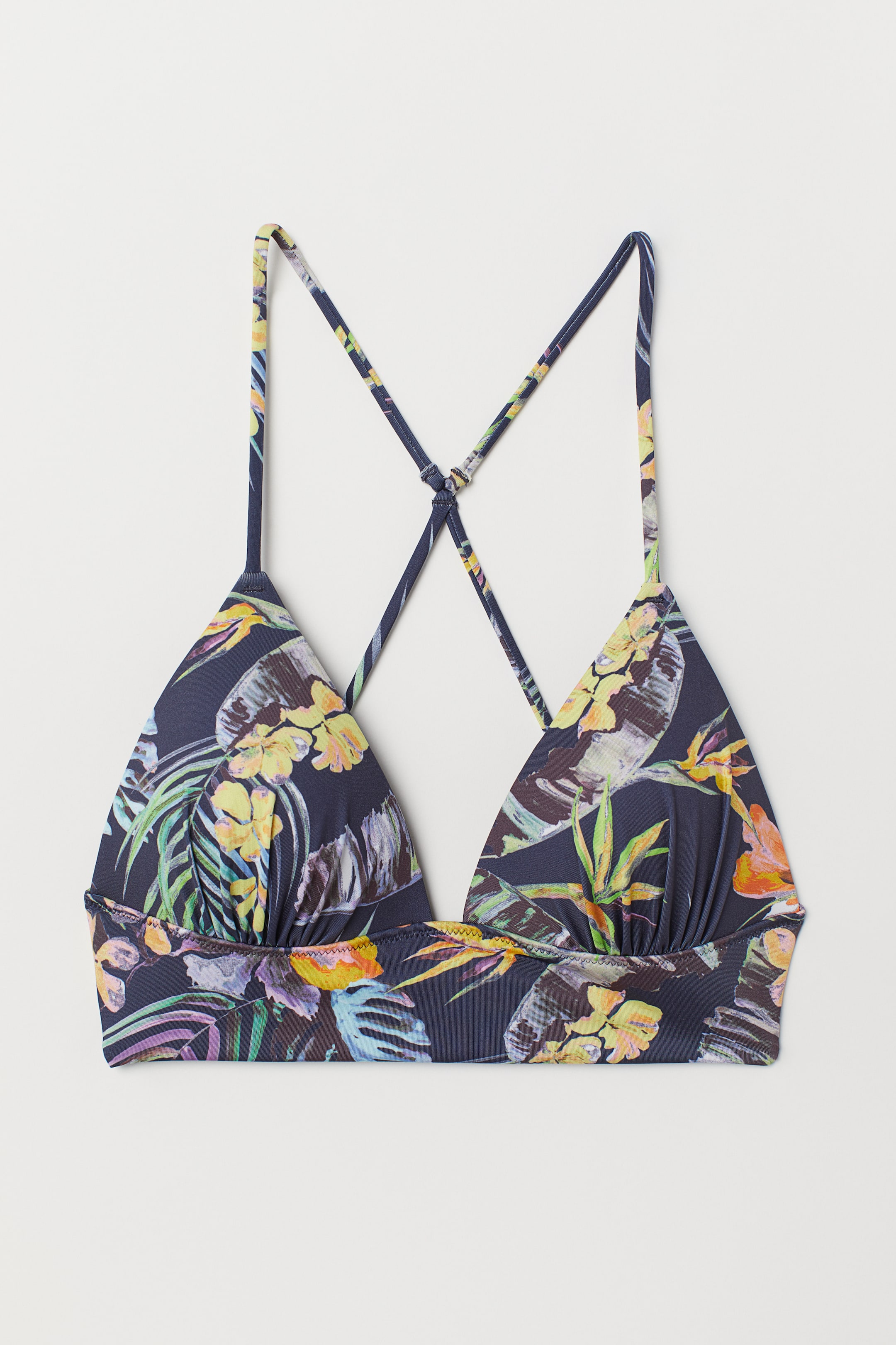 Push-up Triangle Bikini Top - Dark blue/patterned - Ladies | H&M CA