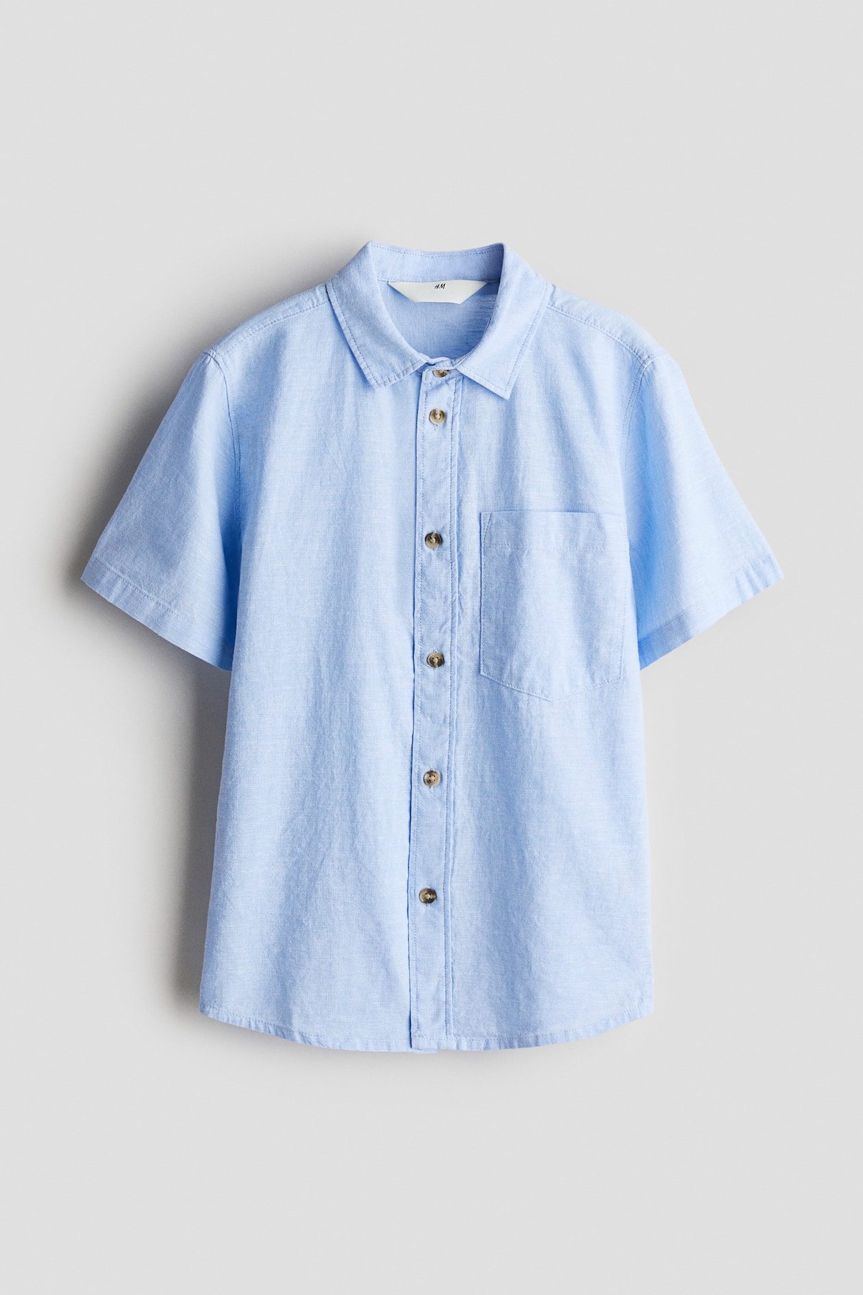 Light blue Linen-blend shirt for kids | H&M US