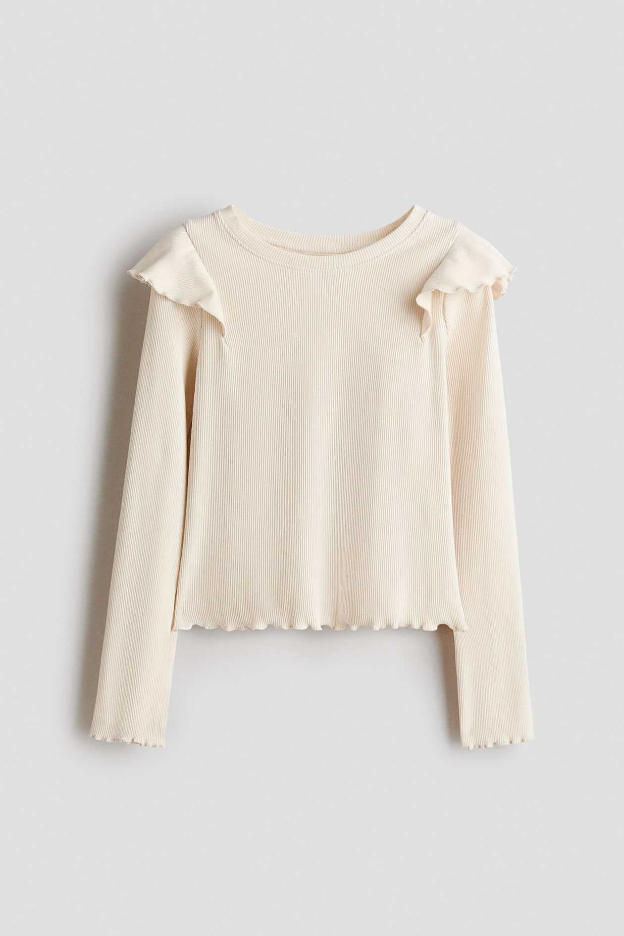 Top de algodón con olanes - Beige claro - Kids | H&M MX