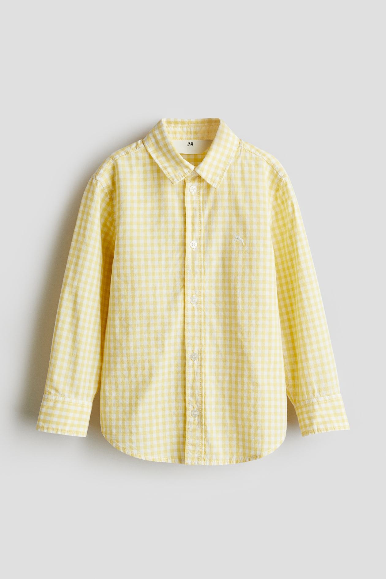 Chemise à manches longues en popeline - Jaune/carreaux - ENFANT | H&M FR