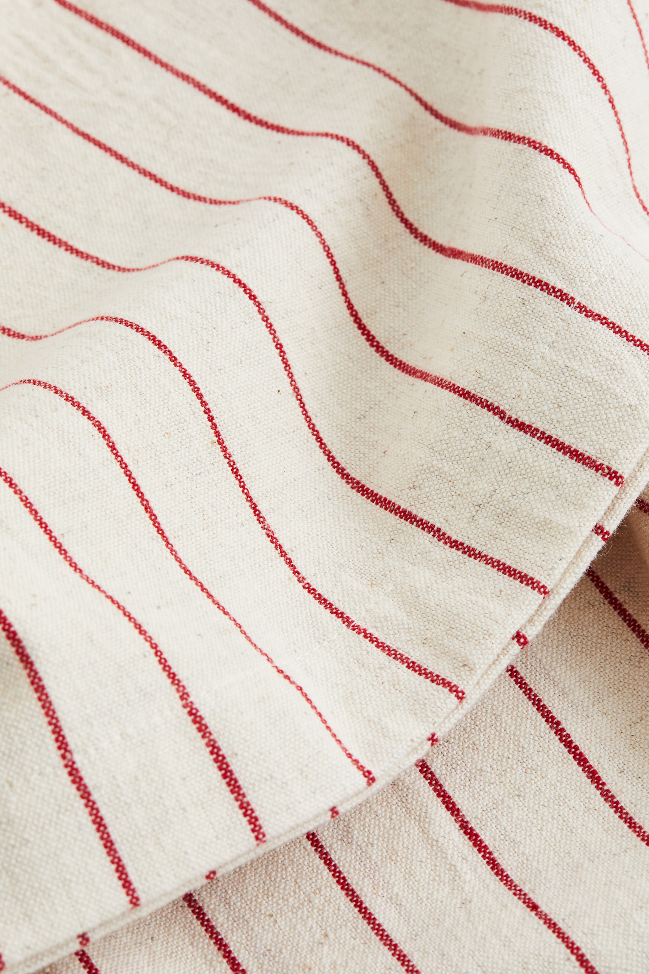 Striped linen-blend tablecloth - Beige/Red striped - Home All | H&M IE