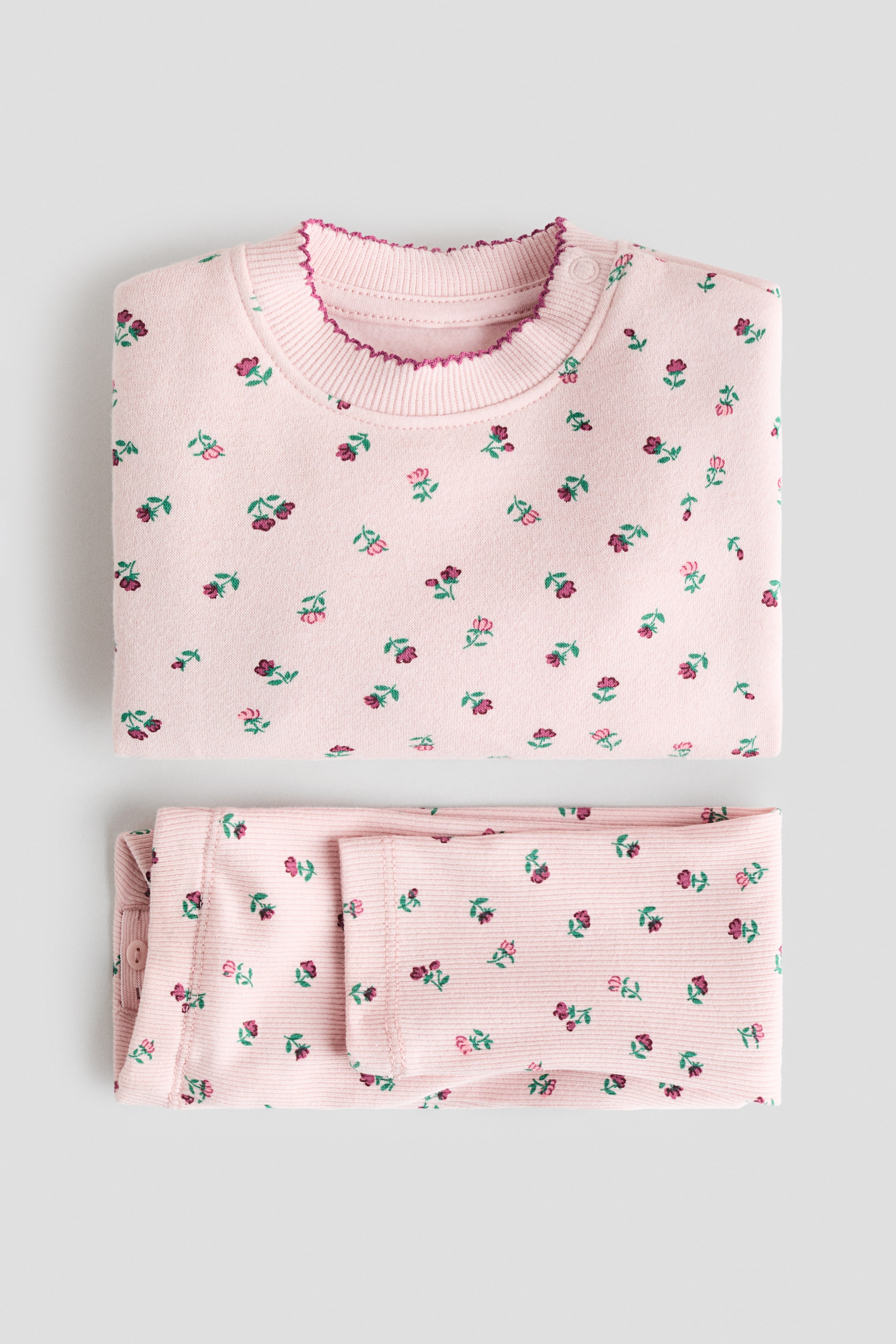 Light pink/floral 2-Piece Sweatshirt and Leggings Set for kids | H&M CA