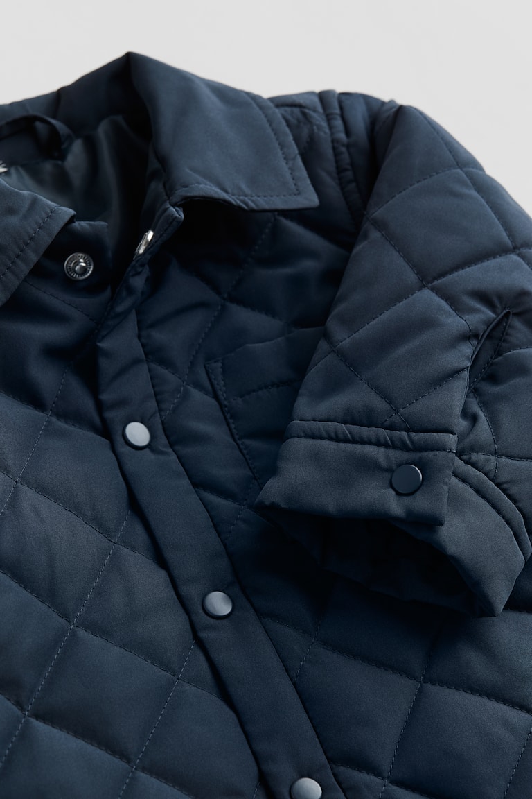 Navy blue Quilted Shacket for kids | H&M CA