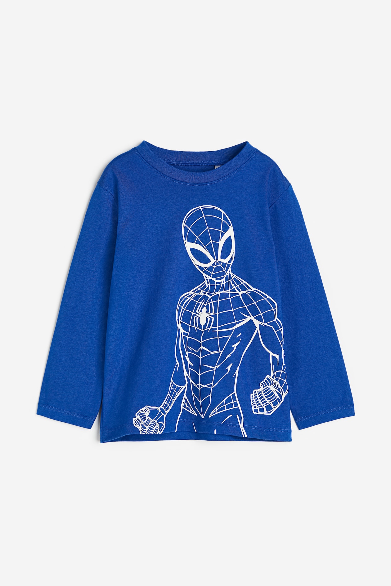 Printed Long-sleeved T-shirt - Bright blue/Spider-Man - Kids | H&M US