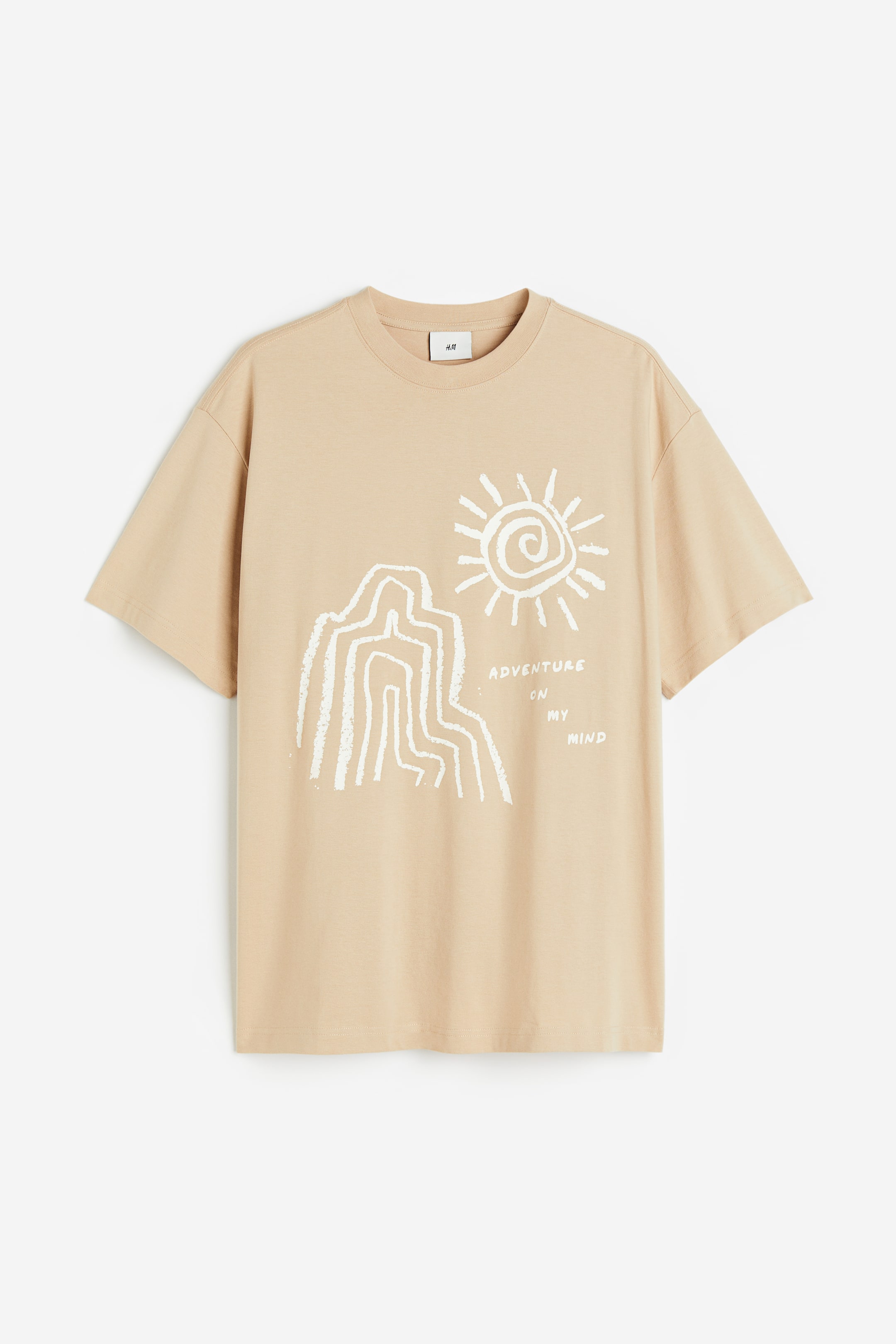 Bedrucktes T-Shirt in Loose Fit - Beige/Adventure on My Mind - Men | H&M DE