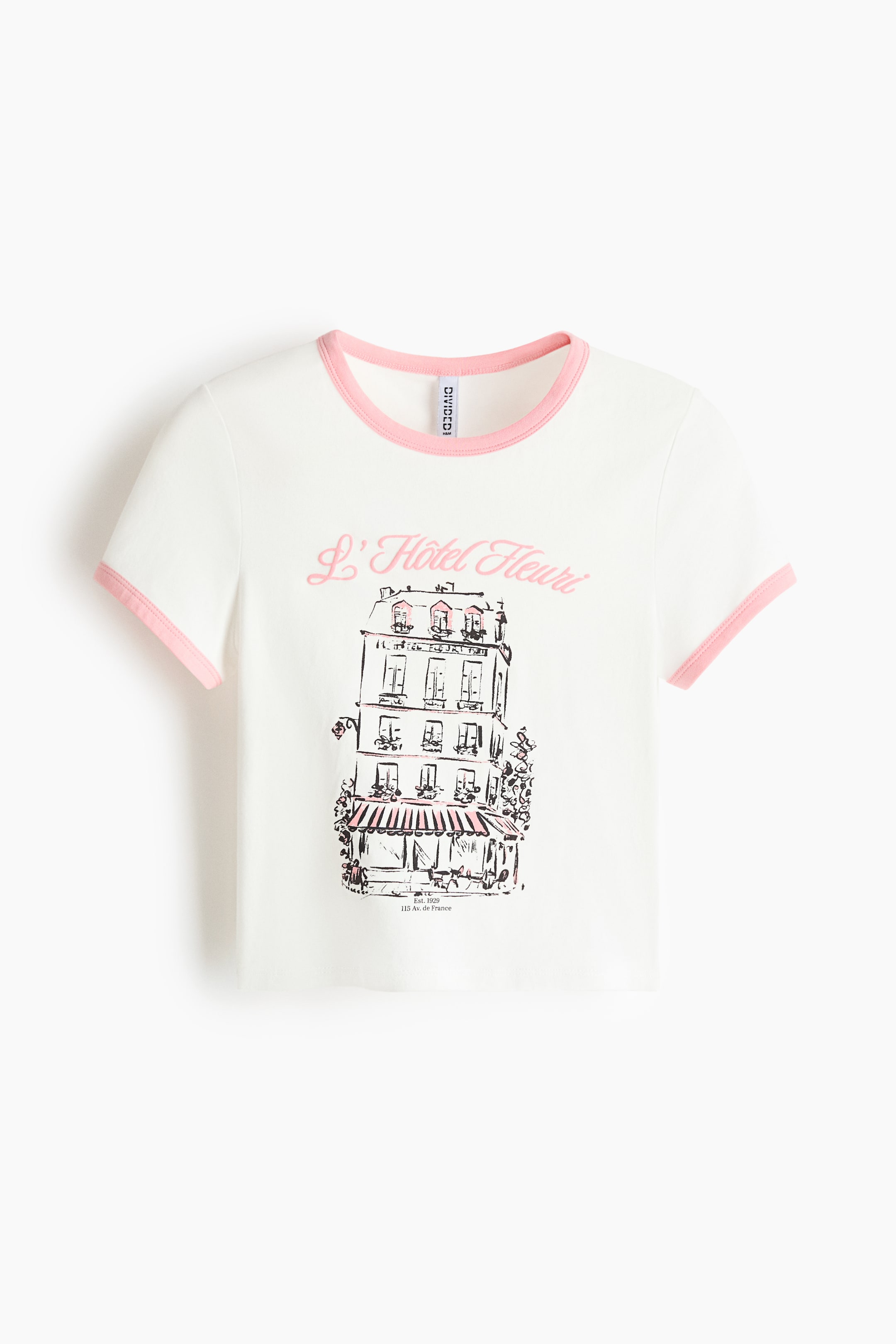 Fitted cotton T-shirt - White/Hotel - Ladies | H&M IN
