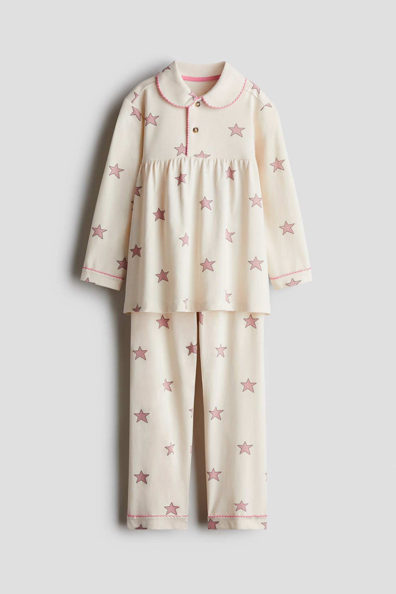 Bomullspyjamas med tryck - Crèmevit/Stjärnor - BARN | H&M SE