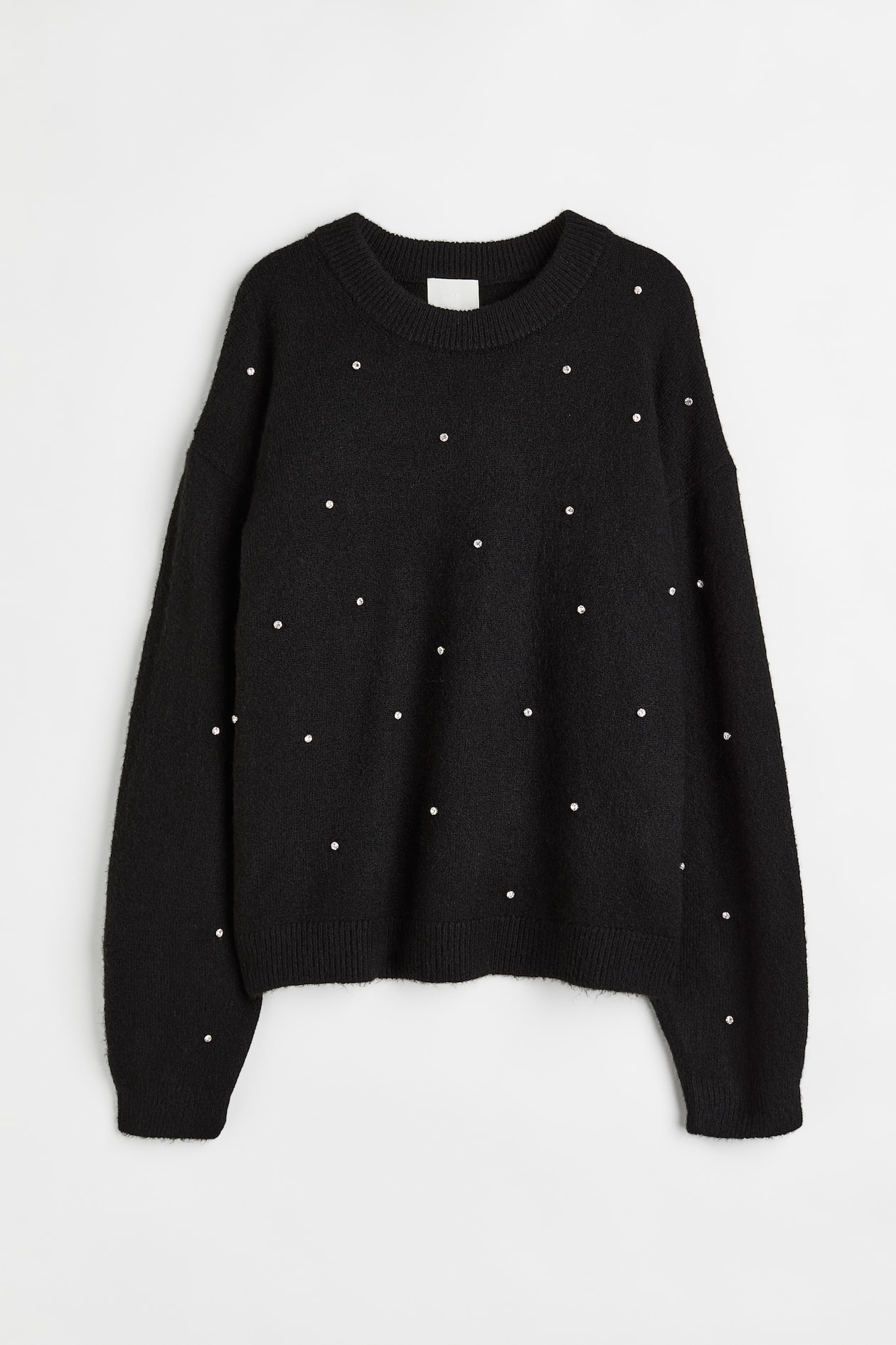 Pull avec perles fantaisie - Noir/strass - FEMME | H&M FR