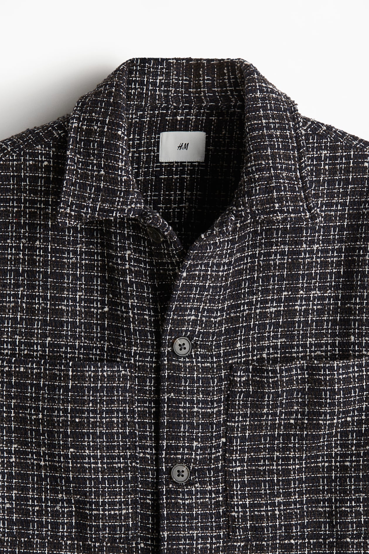 Regular Fit Waffled Overshirt - Navy blue/patterned - Men | H&M US