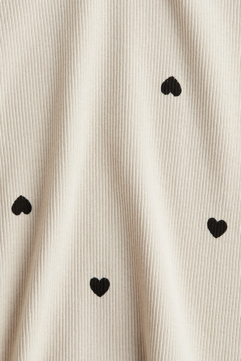 Dusty beige/hearts Ribbed Jersey Top for kids | H&M US