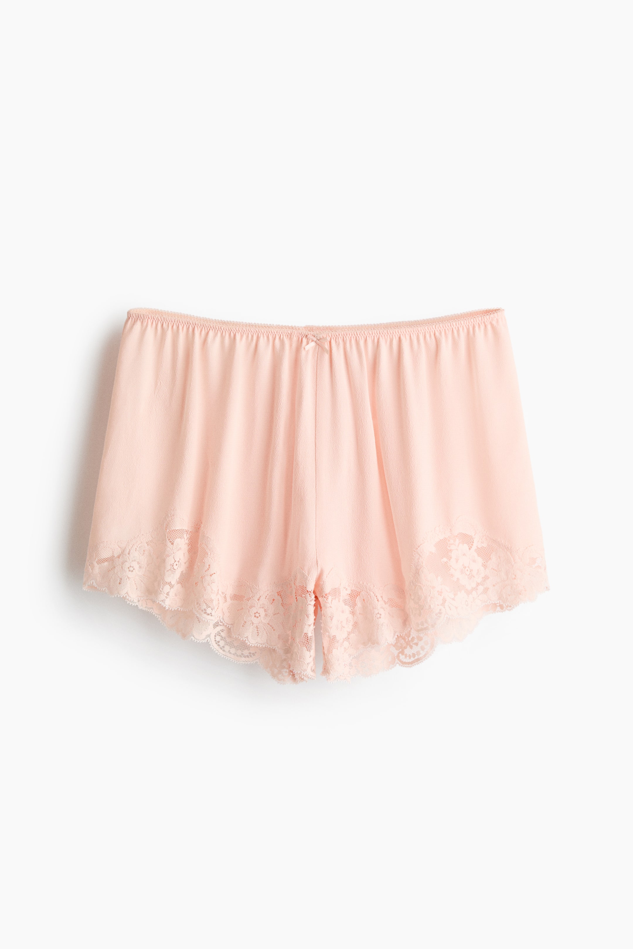Women's Light peach pink Lace-Trimmed Pajama Shorts | H&M CA
