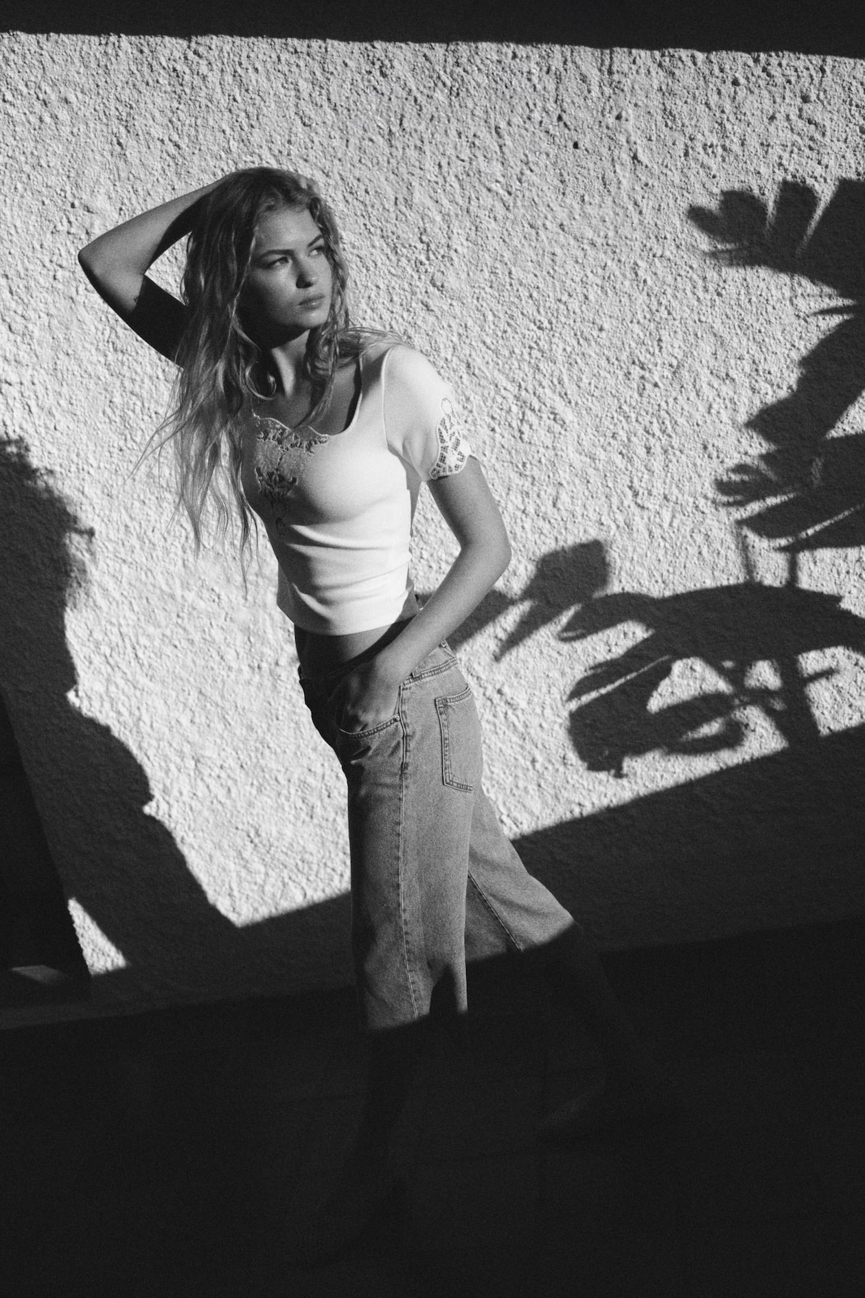 Women's Cream Low-Cut Top with Eyelet Embroidery | H&M CA