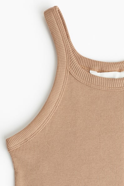 Ribbed Tank Top - Dark beige - Ladies | H&M US