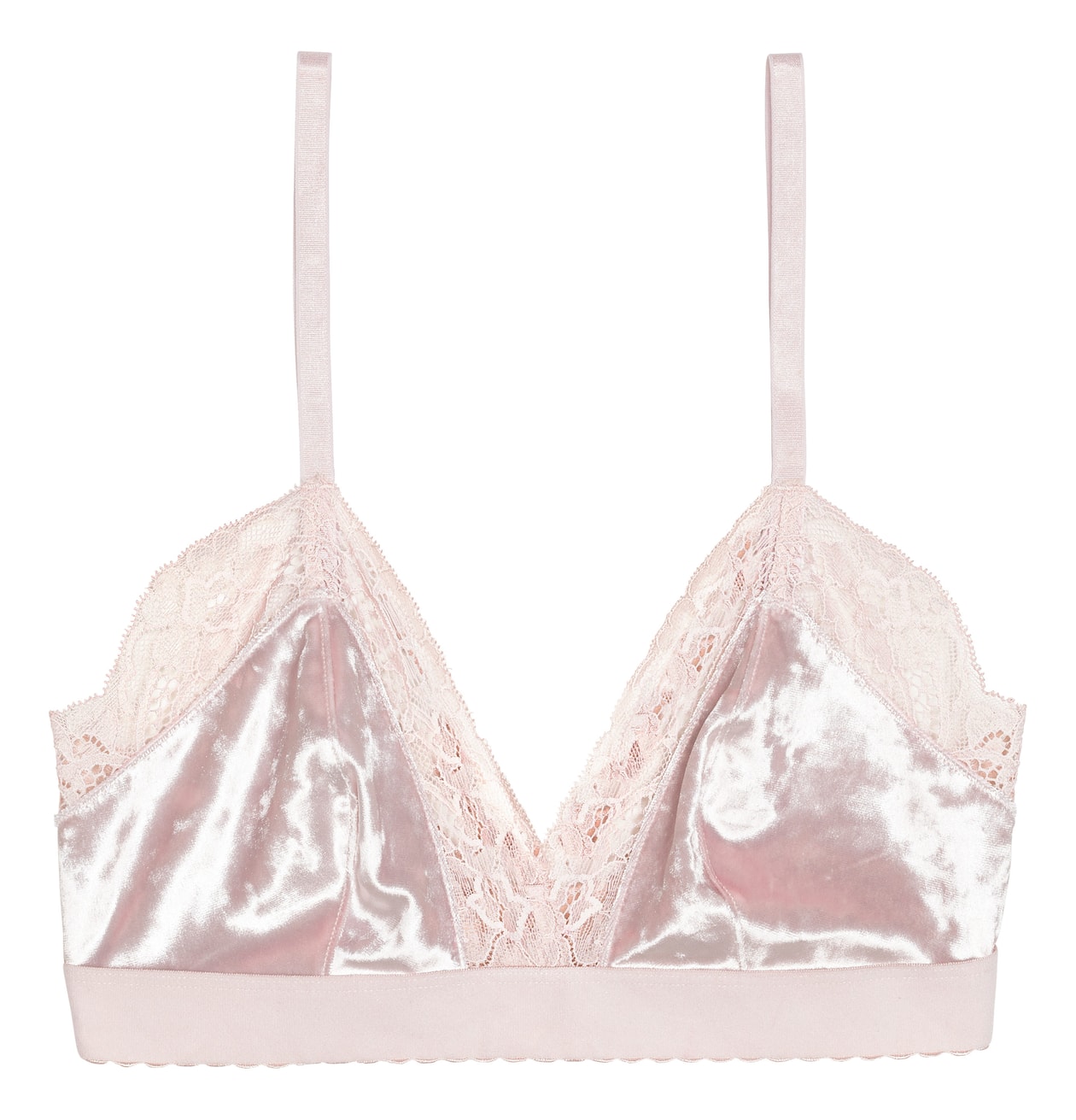Velvet triangle bra - Powder pink - Ladies | H&M GB