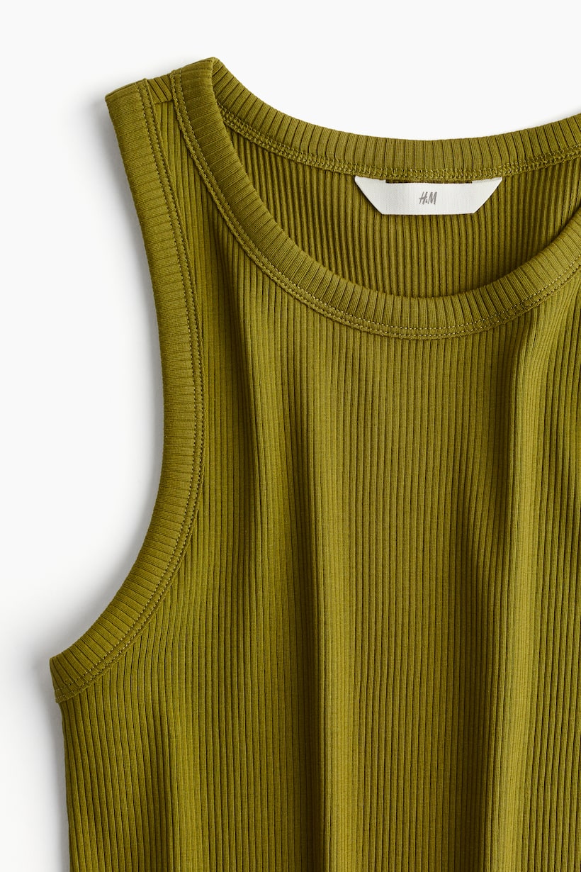 Ribbed vest top - Olive green - Ladies | H&M GB