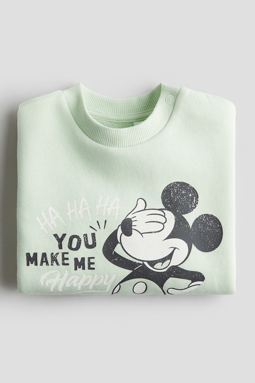 Baskı Motifli Sweatshirt - Açık yeşil/Mickey Mouse - ÇOCUK | H&M TR