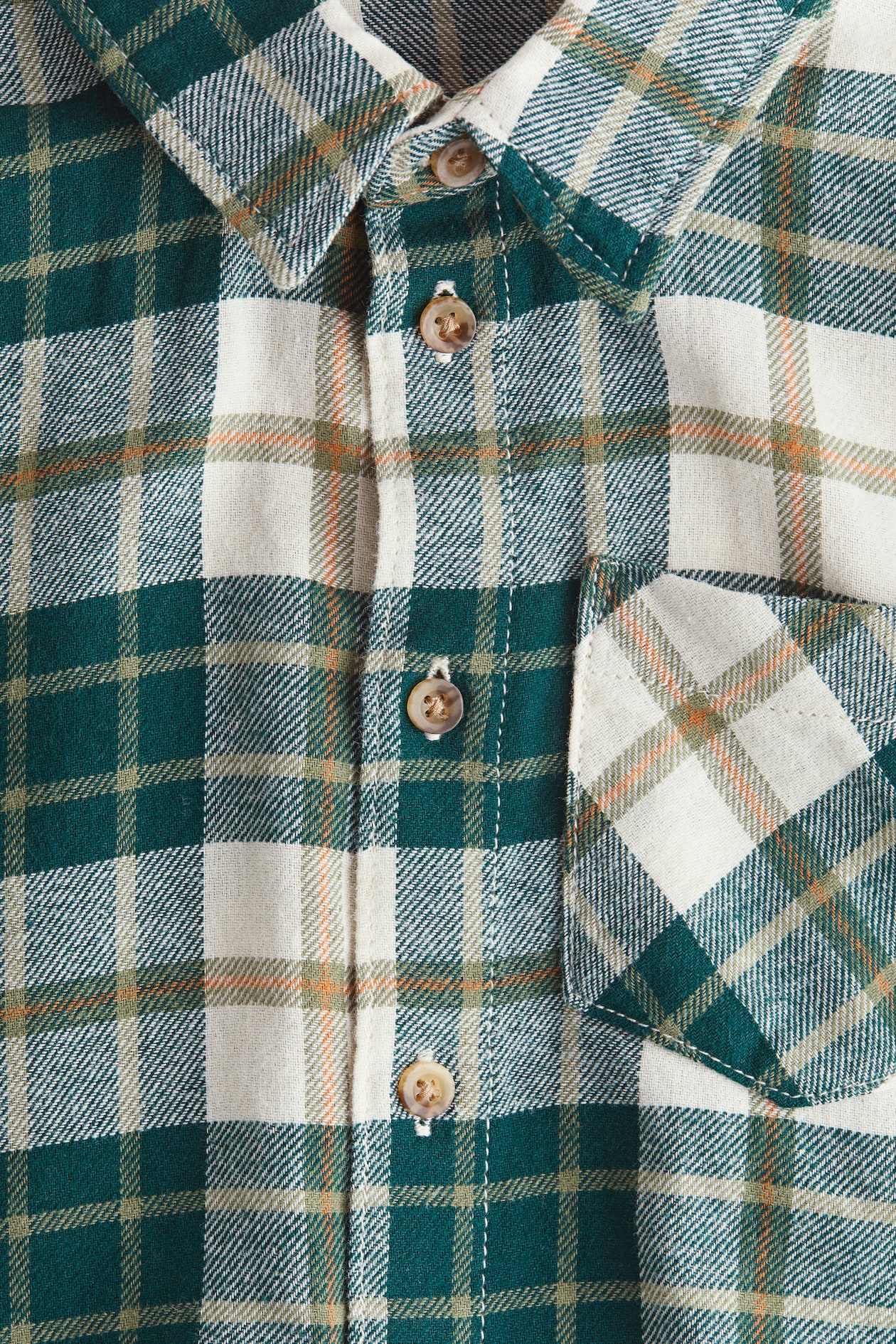 Green/white plaid Cotton Flannel Shirt for kids | H&M US