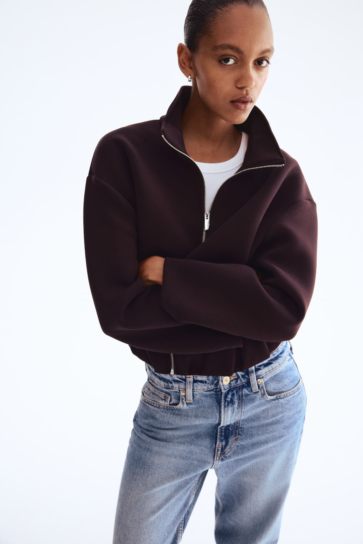 Scuba Fabric Jacket - Burgundy - Ladies | H&M US