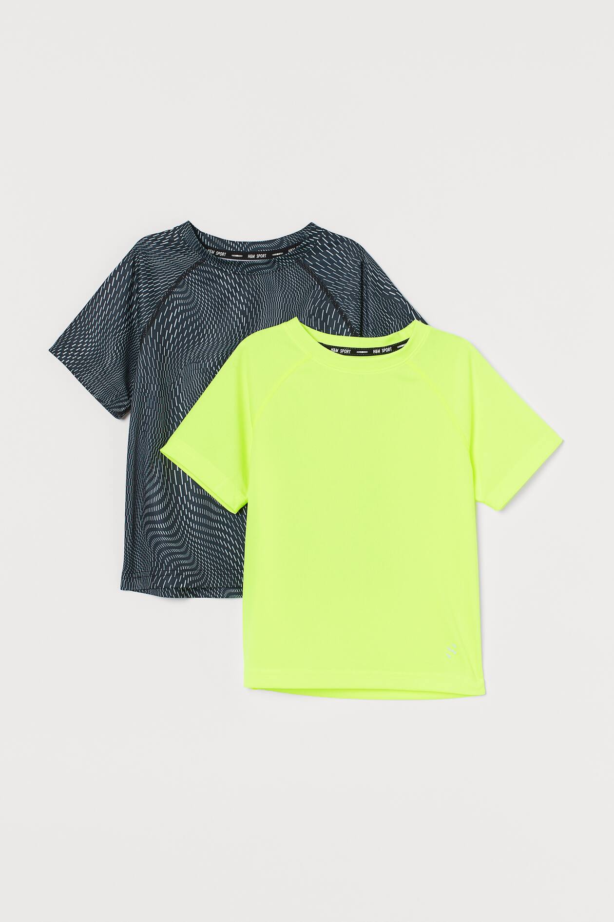 2er-Pack Sportshirts - Neongelb/Schwarz - Kids | H&M DE
