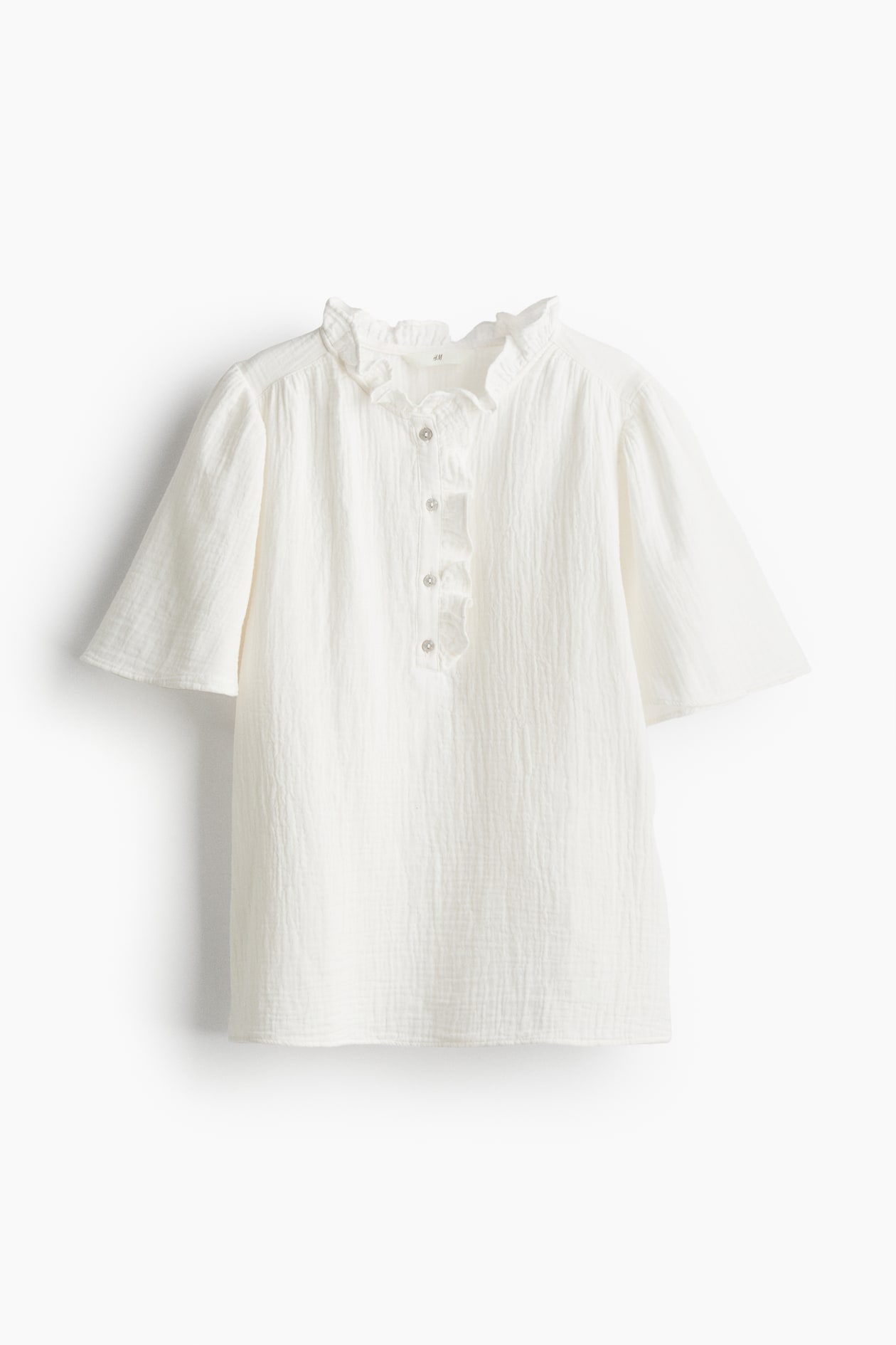 Frill Trim Muslin Blouse - White - Ladies | H&M AU