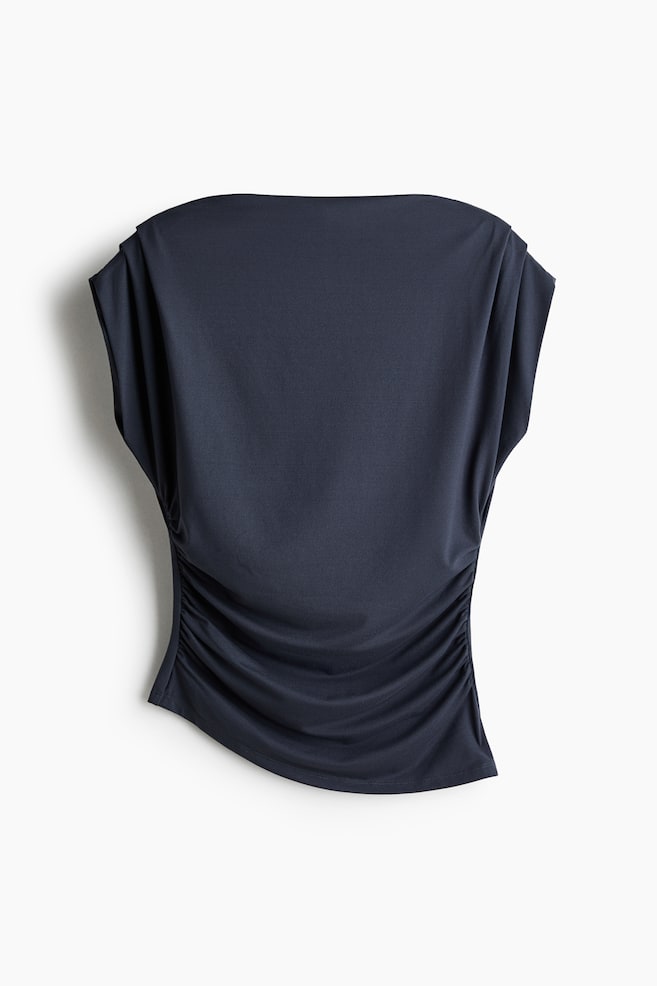 Gedrapeerde top met boothals - Donker duifblauw - DAMES | H&M NL
