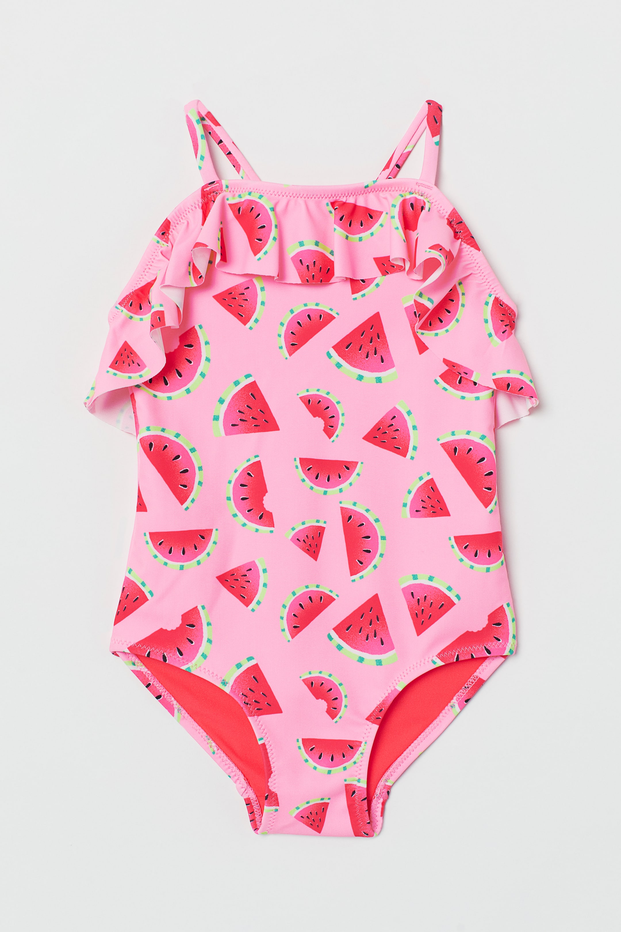 Vzorované plavky s volánem - Světle růžová/meloun - DĚTI | H&M CZ