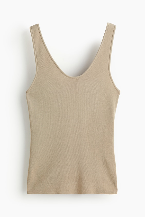 Knitted vest top - Beige - Ladies | H&M GB