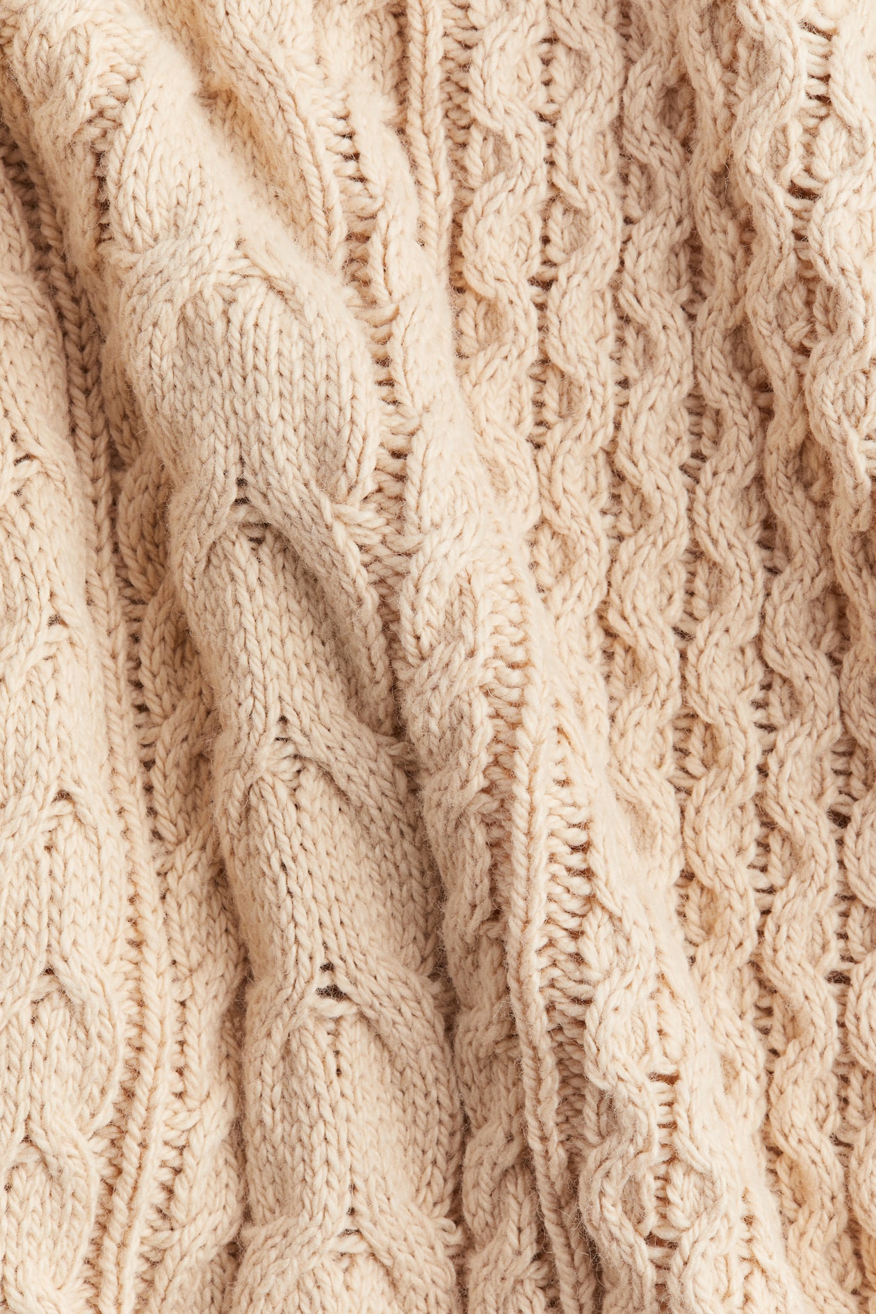 Wool-Blend Cable-Knit Sweater - Light beige - Ladies | H&M US