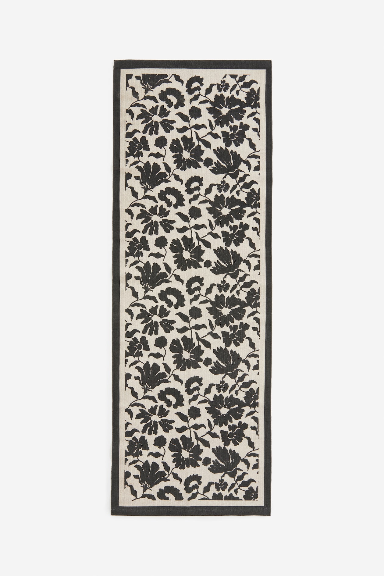 Floral Cotton Canvas Rug - Black/floral - Home All | H&M US