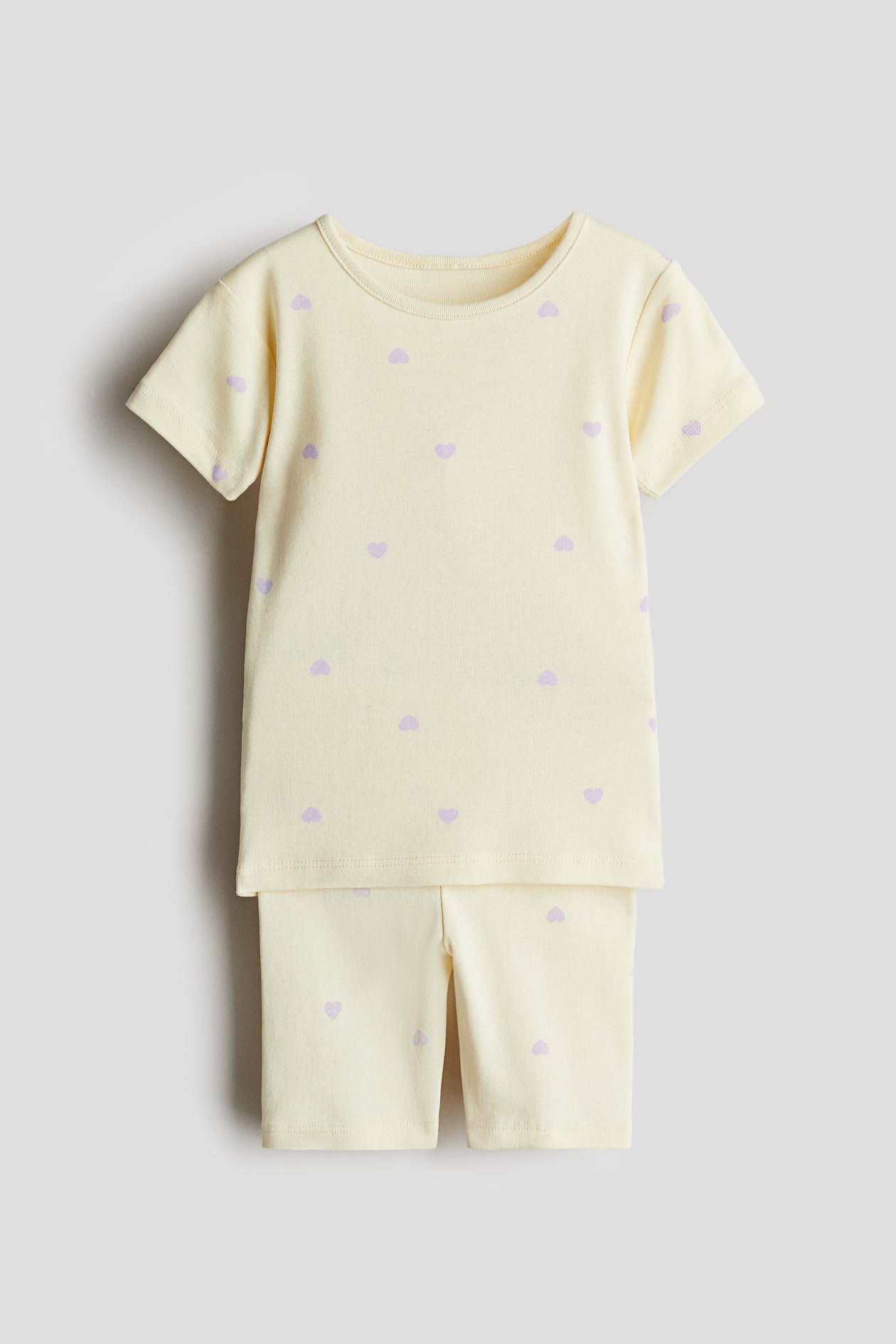 Snug Fit Printed Cotton Pajamas - Light beige/hearts - Kids | H&M US